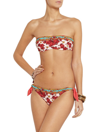 Dolce And Gabbana Floral Print Reversible Bandeau Bikini Net A Porter Com