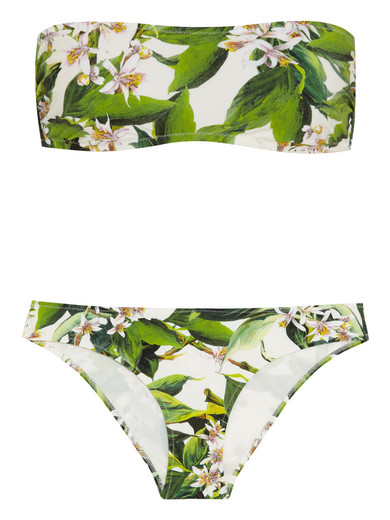 Dolce And Gabbana Orange Blossom Print Bandeau Bikini Net A Porter Com