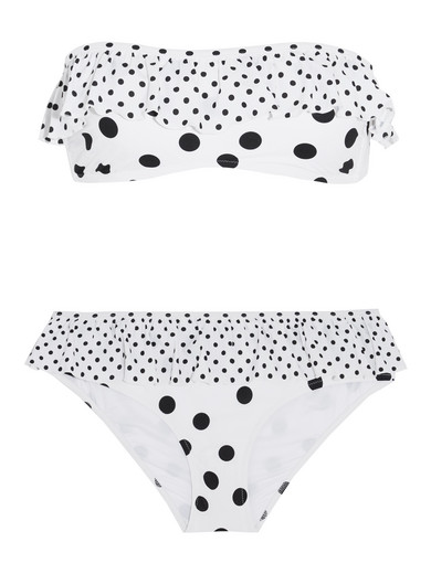 Dolce And Gabbana Ruffled Polka Dot Bandeau Bikini Net A Porter Com